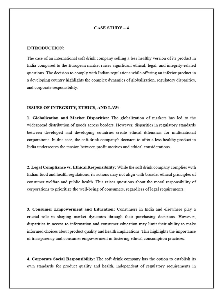 Pranav A - Ethics Case Study - 4 | PDF | Corporate Social Responsibility | Business Ethics