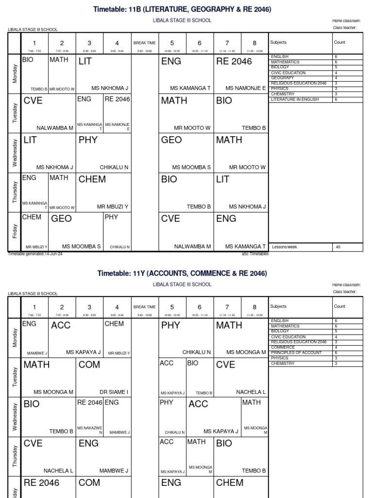 Grade 9, 10,11 & 12 Timetable Term 1-2024 - Final | PDF | Physical ...