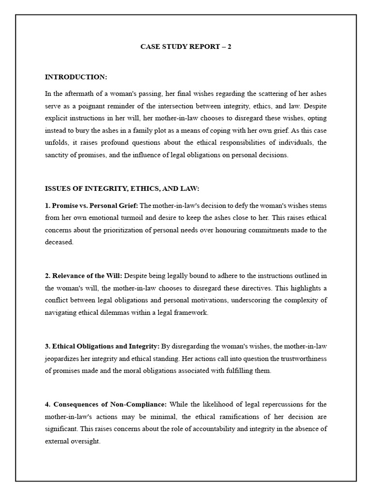 Pranav A - Ethics Case Study Report - 2 | PDF | Integrity | Autonomy