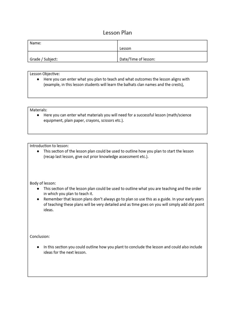 Lesson Plan - Template | PDF