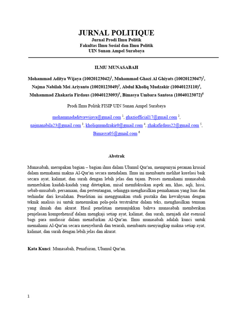 Memahami Ilmu Munasabah Al-Qur'an | PDF