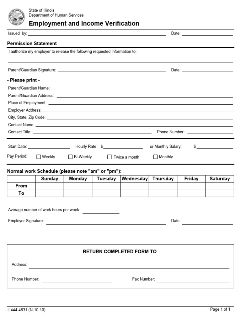 Illinois Employment Verification Form | PDF