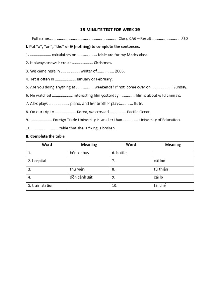 6A6 - Mini-Test For Week 19 | PDF