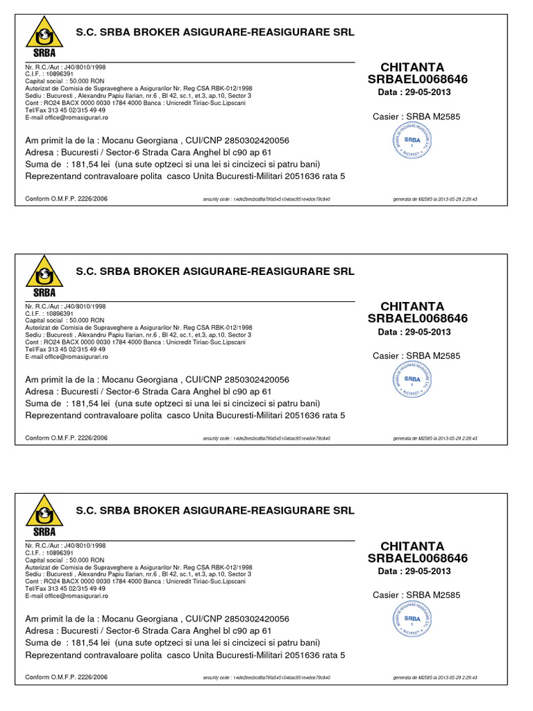 Form polita RCA nr 2051636 | PDF