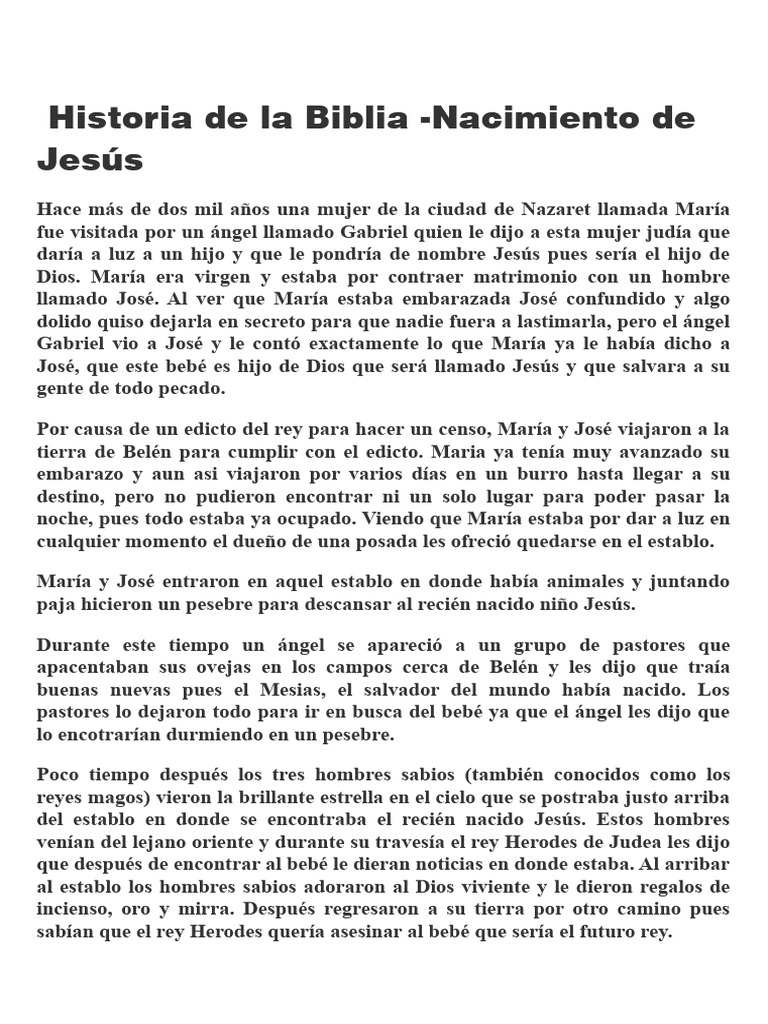 Historias de La Biblia Nacimiento de Jesus | PDF