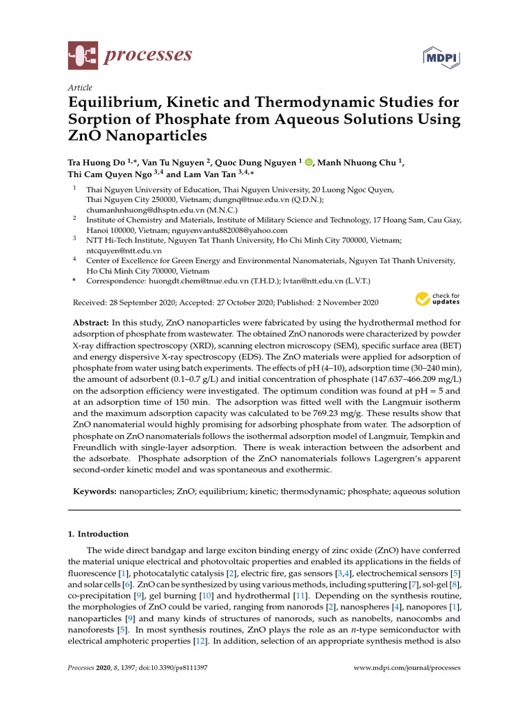 30.equilibrium, Kinetic and Thermodynamic Studies For Sorption of Phosphate From Aqueous ...