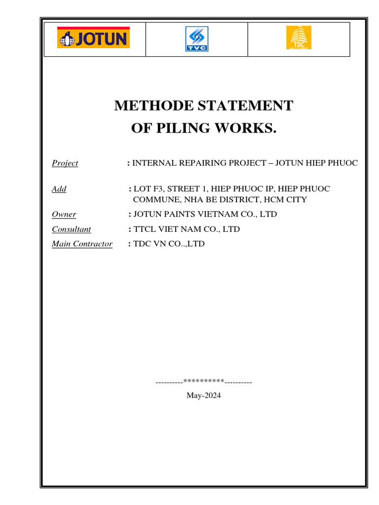 JOT-TDC-MOS_Piling Work | Download Free PDF | Deep Foundation | Crane (Machine)