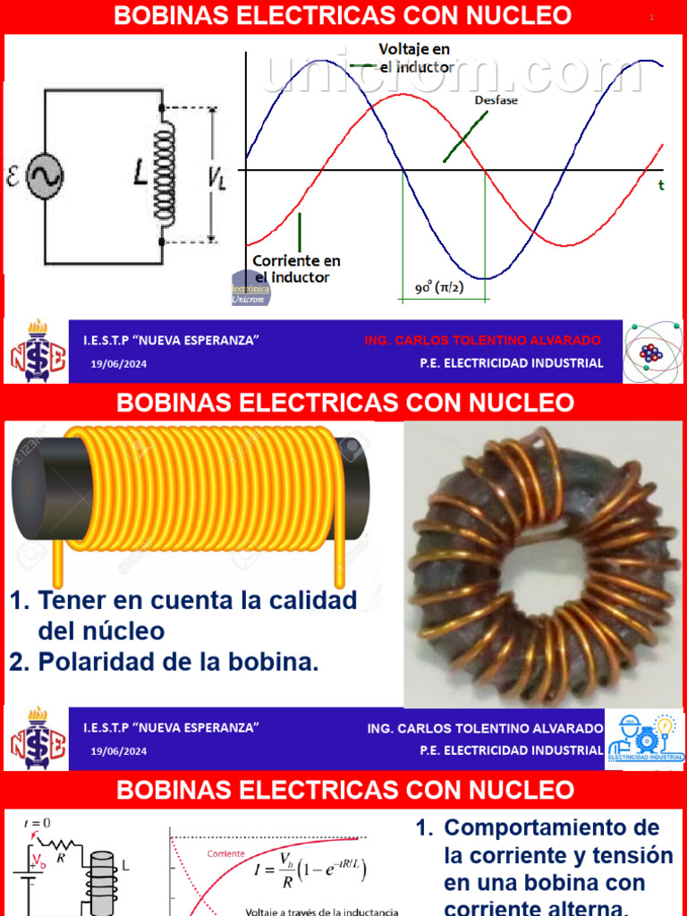 4 Bobinas Con Nucleo | PDF | Inductor | Electricidad
