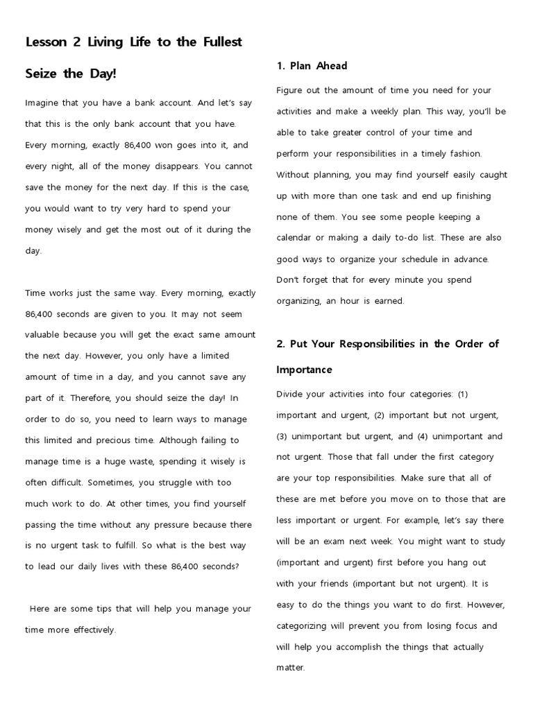 Lesson 2 Living Life To The Fullest | PDF