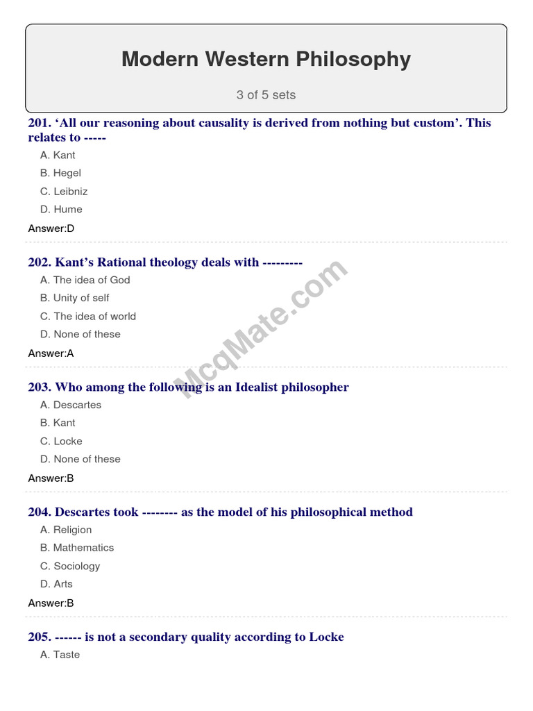 Modern-Western-Philosophy (Set 3) | PDF | Rationalism | Immanuel Kant