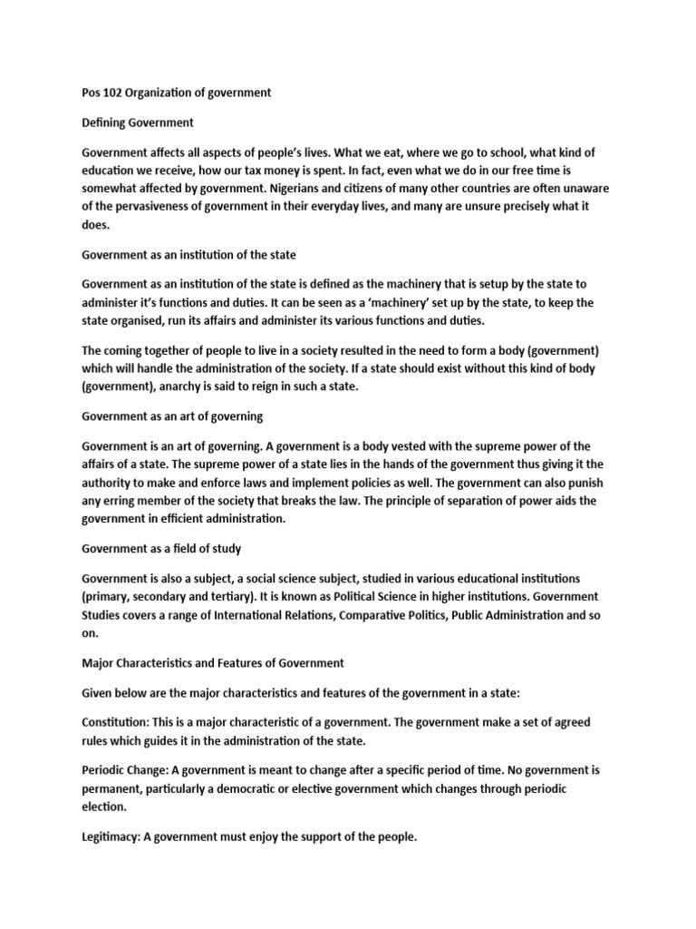 pos 102 notes | PDF | Separation Of Powers | Presidents Of The United ...