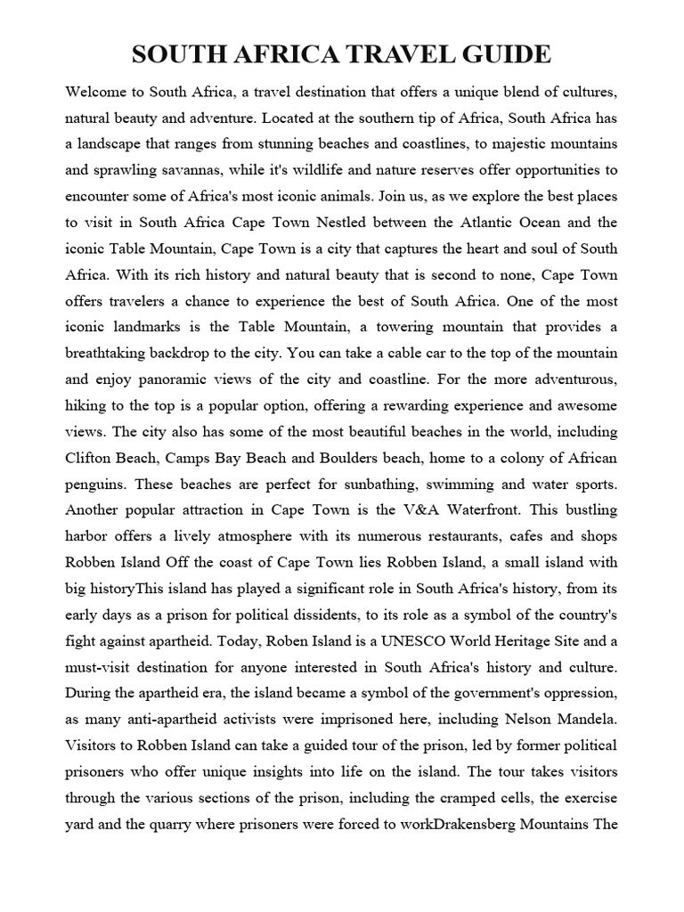 South Africa Travel Guide | PDF | Cape Town | Johannesburg