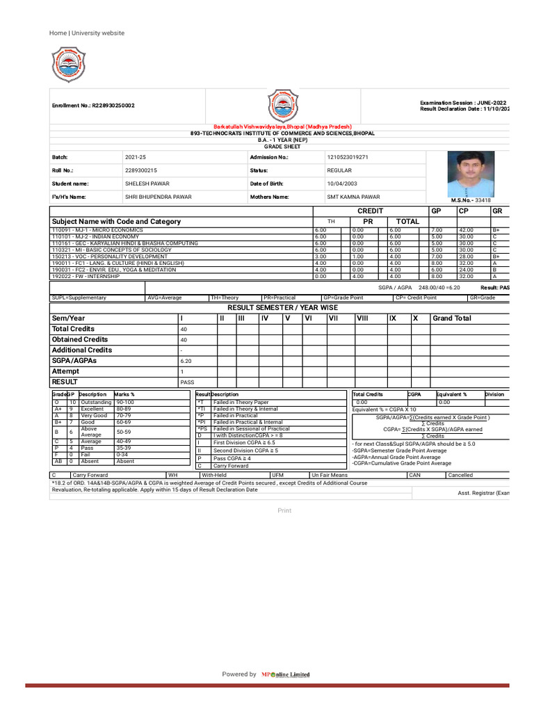 Barkatullah University, Bhopal | PDF | Academia | Qualifications