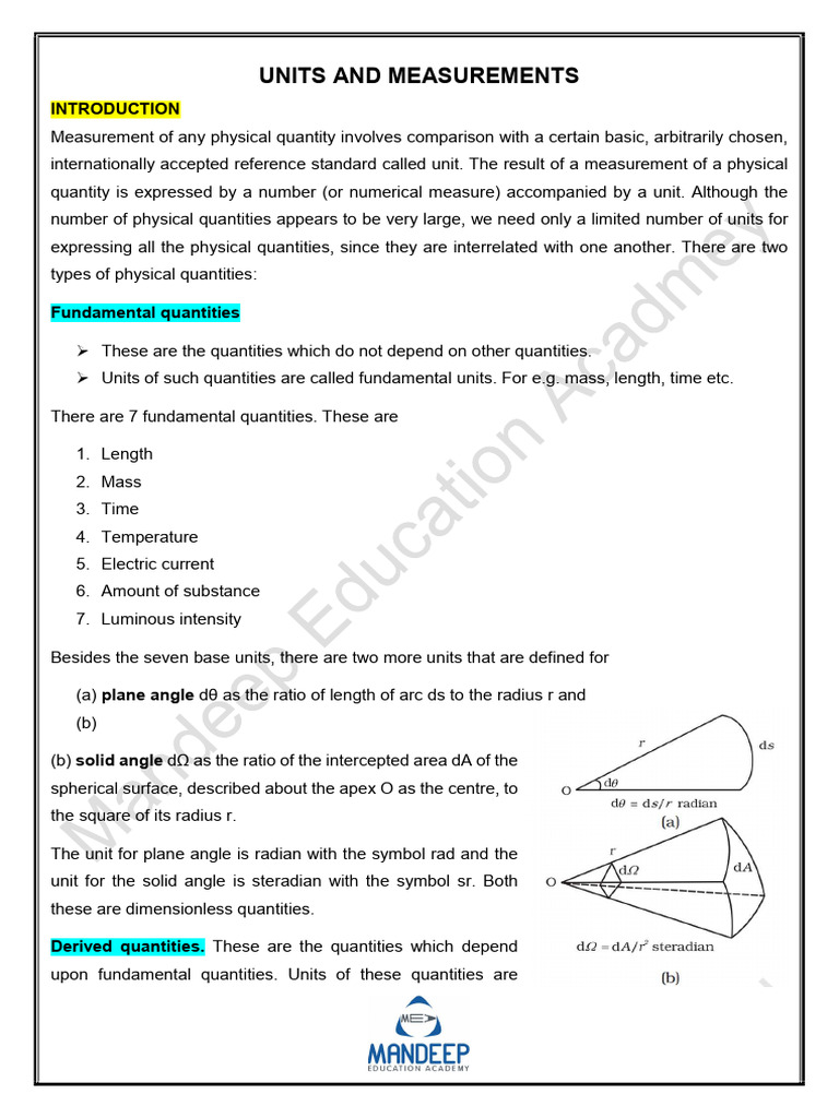 Units & Measurements 2023 | PDF | International System Of Units ...