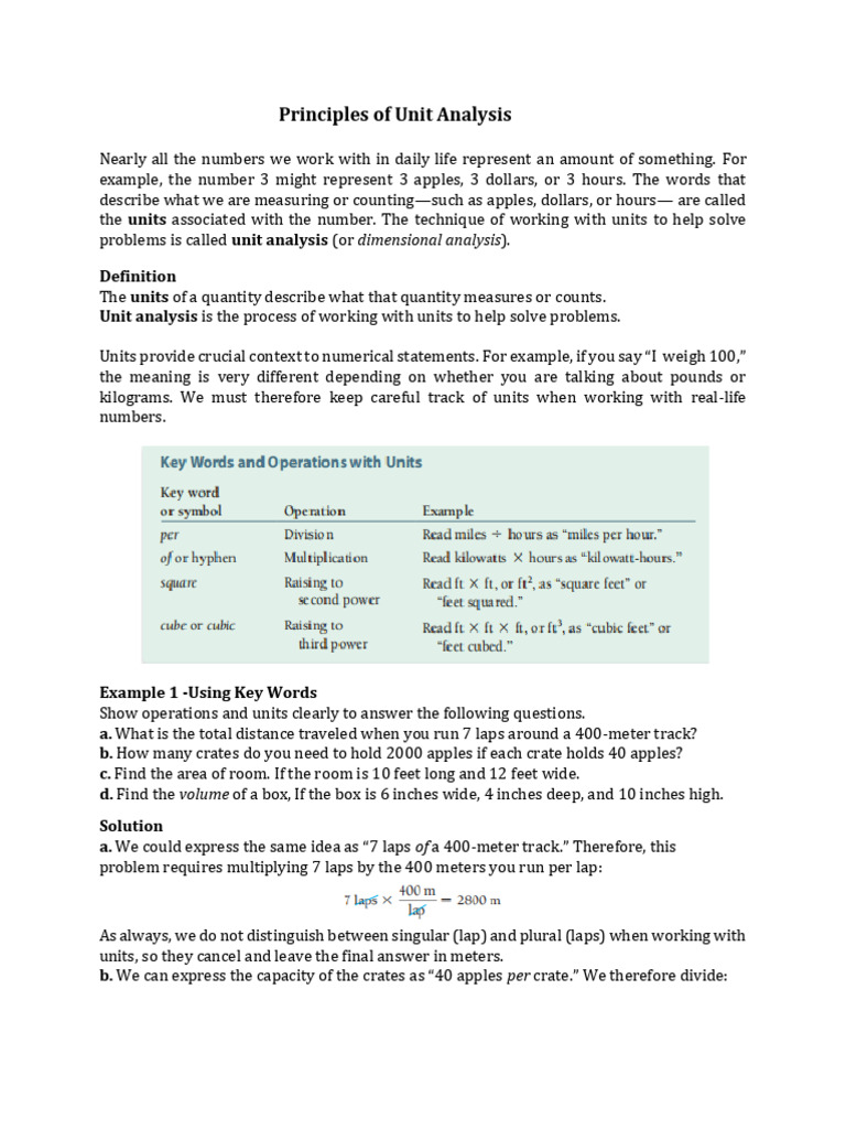 Lecture#2 QR1-Principles of Unit Analysis | PDF | Foot (Unit) | Volume