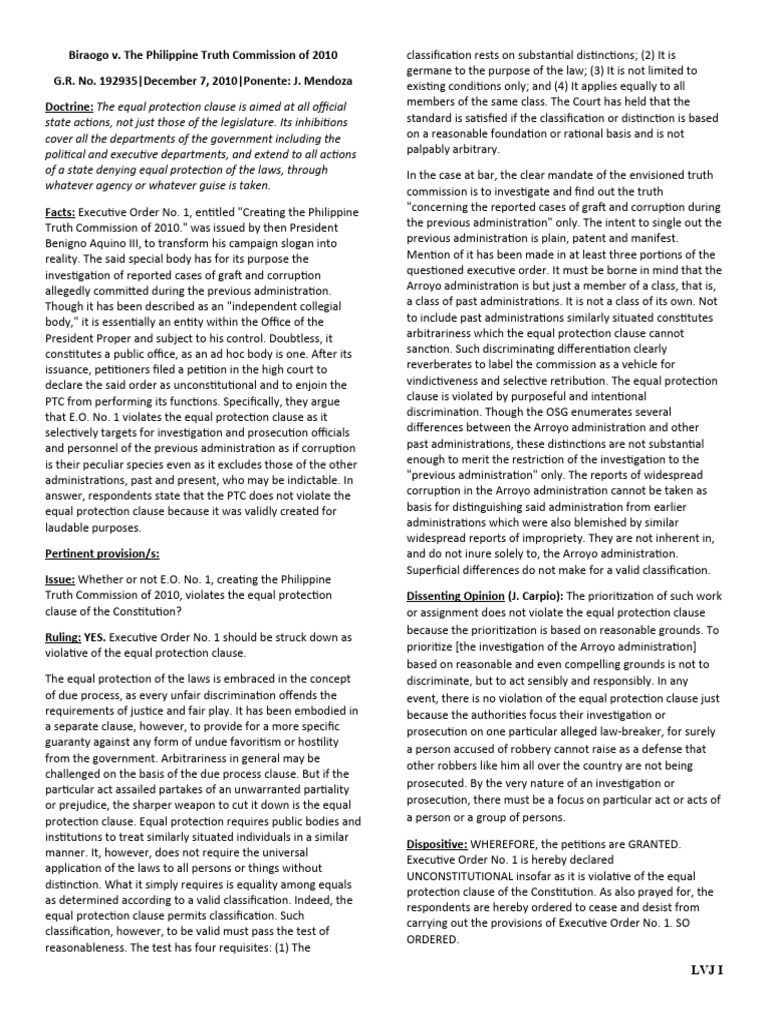 Cases Constitutional Law 2 Equal Protection | PDF | Equal Protection ...