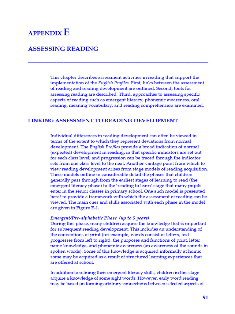 R Drumcondra English Profiles Reading Assessment | PDF | Reading Comprehension | Phonics