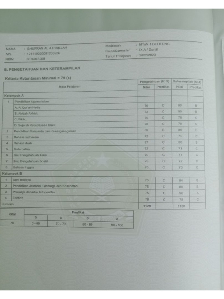PDF Nilai Rapot 5 | PDF