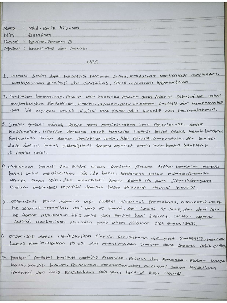 UAS Kreativitas Inovasi Hanif | PDF