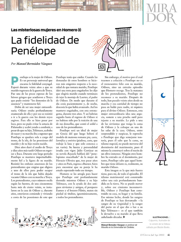 La fidelidad de Penélope | PDF | Odiseo | Penélope