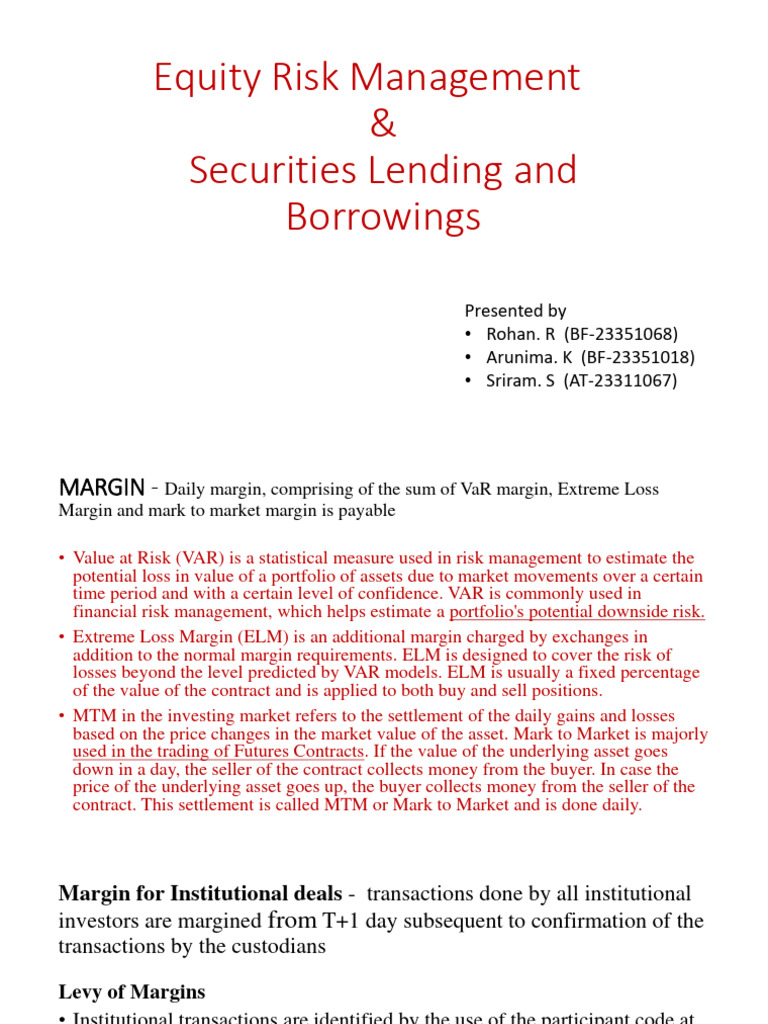 Equity Risk Management and SLB | PDF | Financial Risk | Margin (Finance)