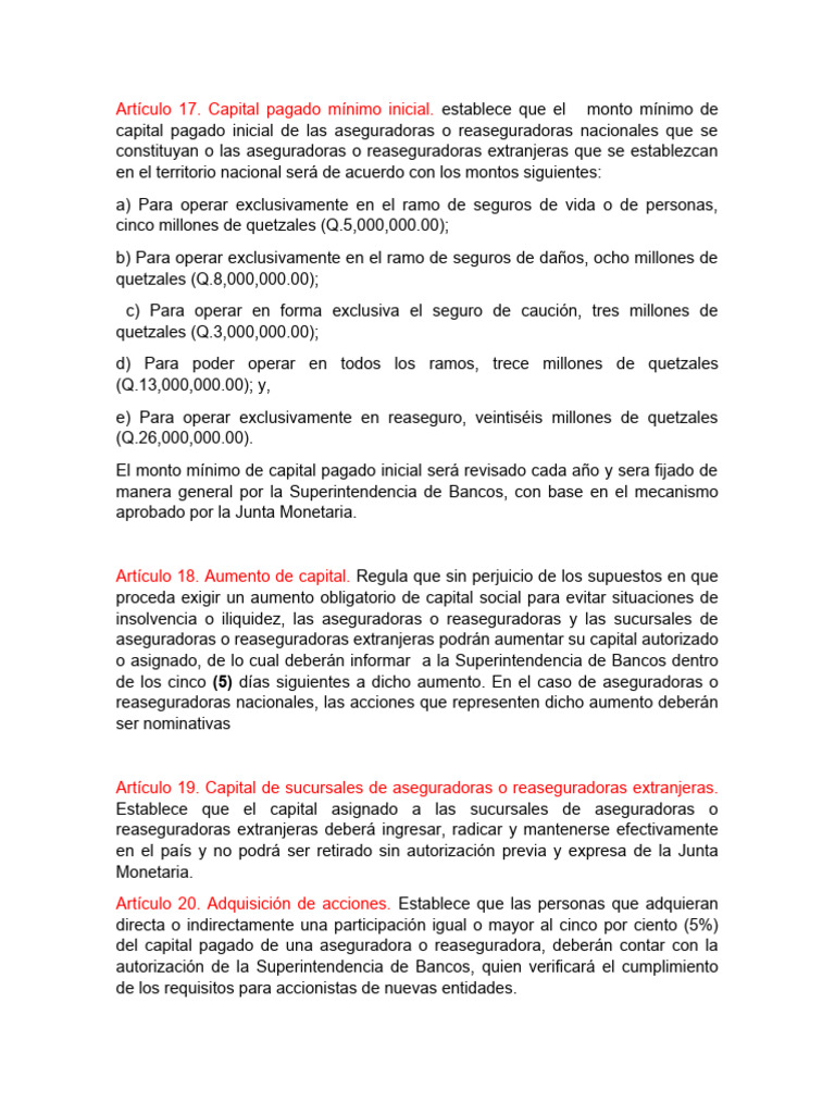 Analisis de Los Articulo 17 Al 20 | PDF | Reaseguro | Seguro