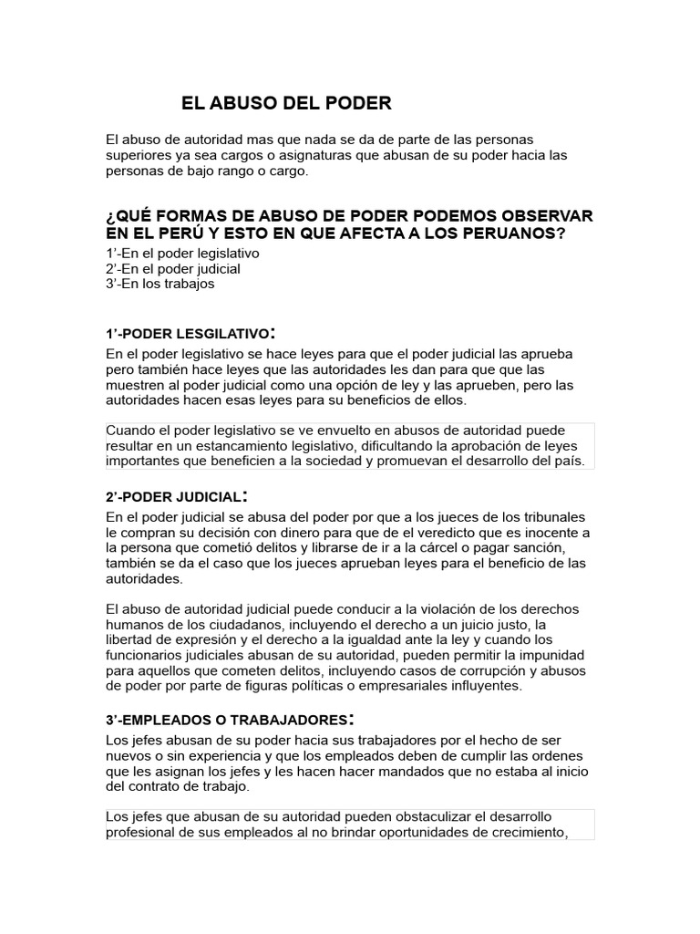 Abuso de Poder en el Perú | PDF | Corrupción política | Violación