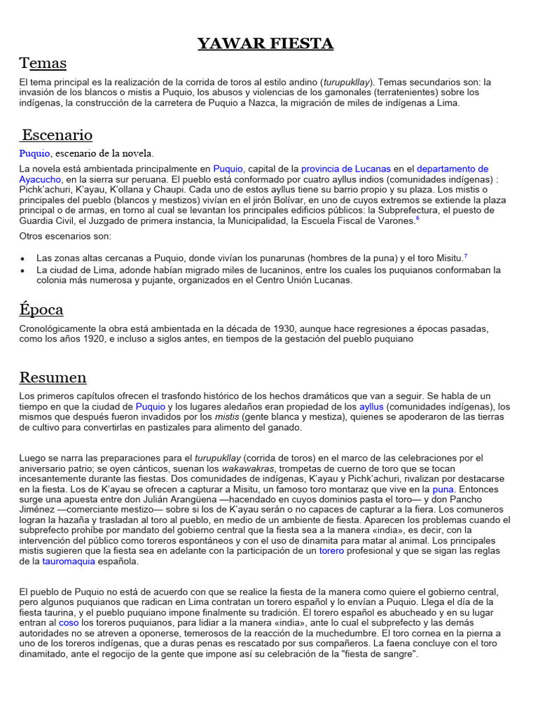 Yawar Fiesta | PDF | Viajes y turismo
