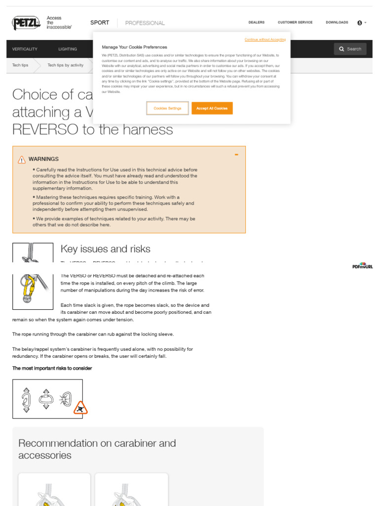 WWW Petzl Com INT en Sport Choice of Carabiners For Attaching A VERSO ...