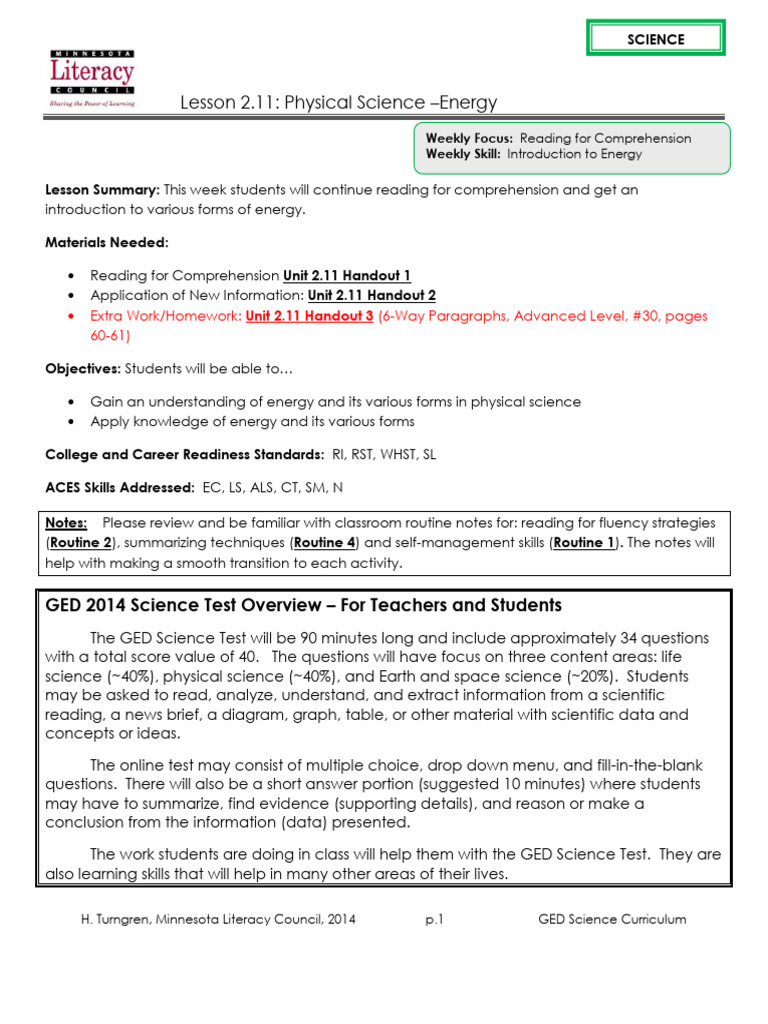 unit2.11_energy | PDF | Heat | Reading Comprehension