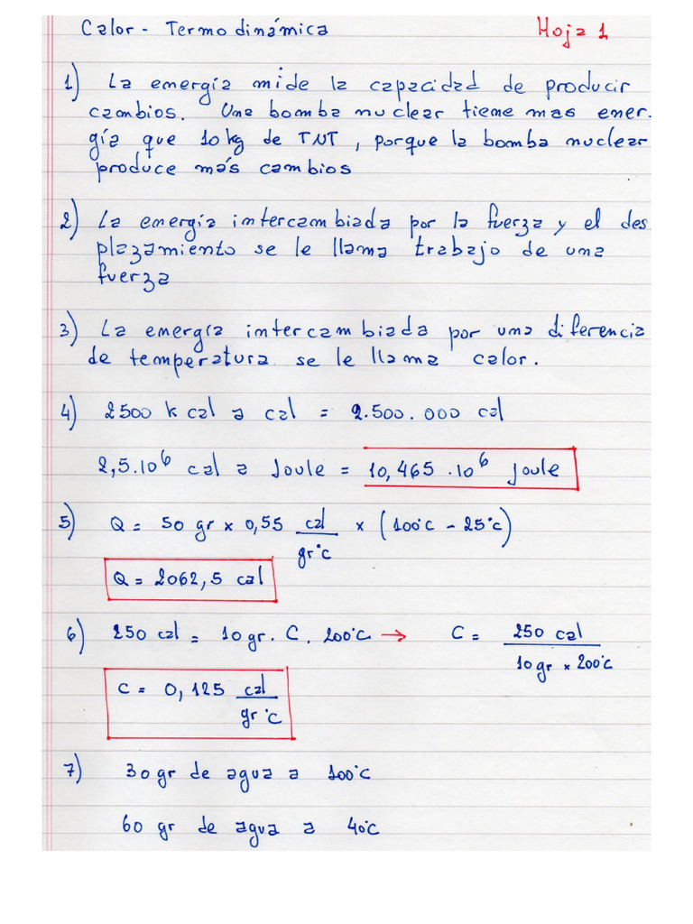 Ejercicios Resueltos de Calor - Termo | PDF
