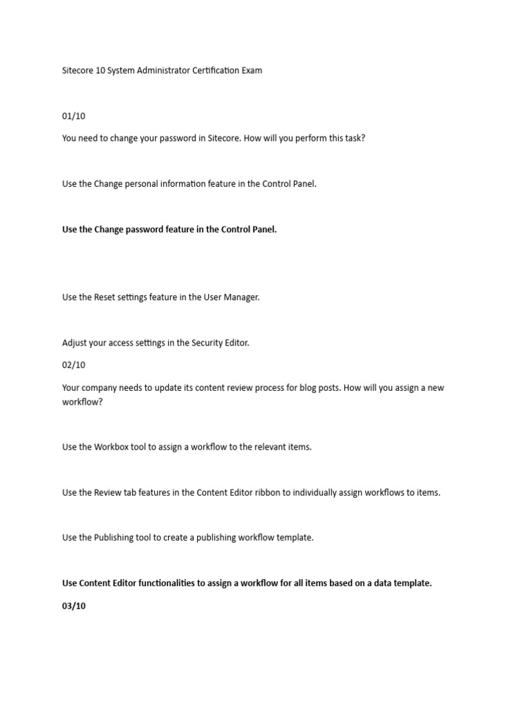 Sitecore 10 System Administrator Certification Exam Questions | PDF | Windows Xp | System Software