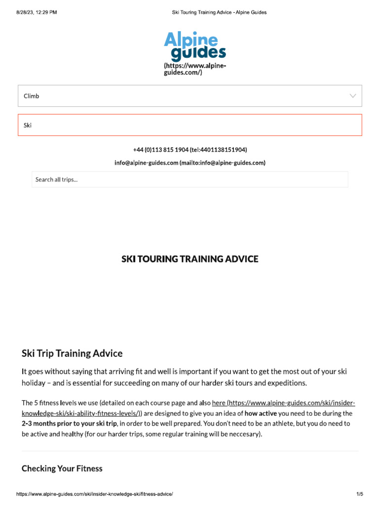 Ski Touring Training Advice | PDF