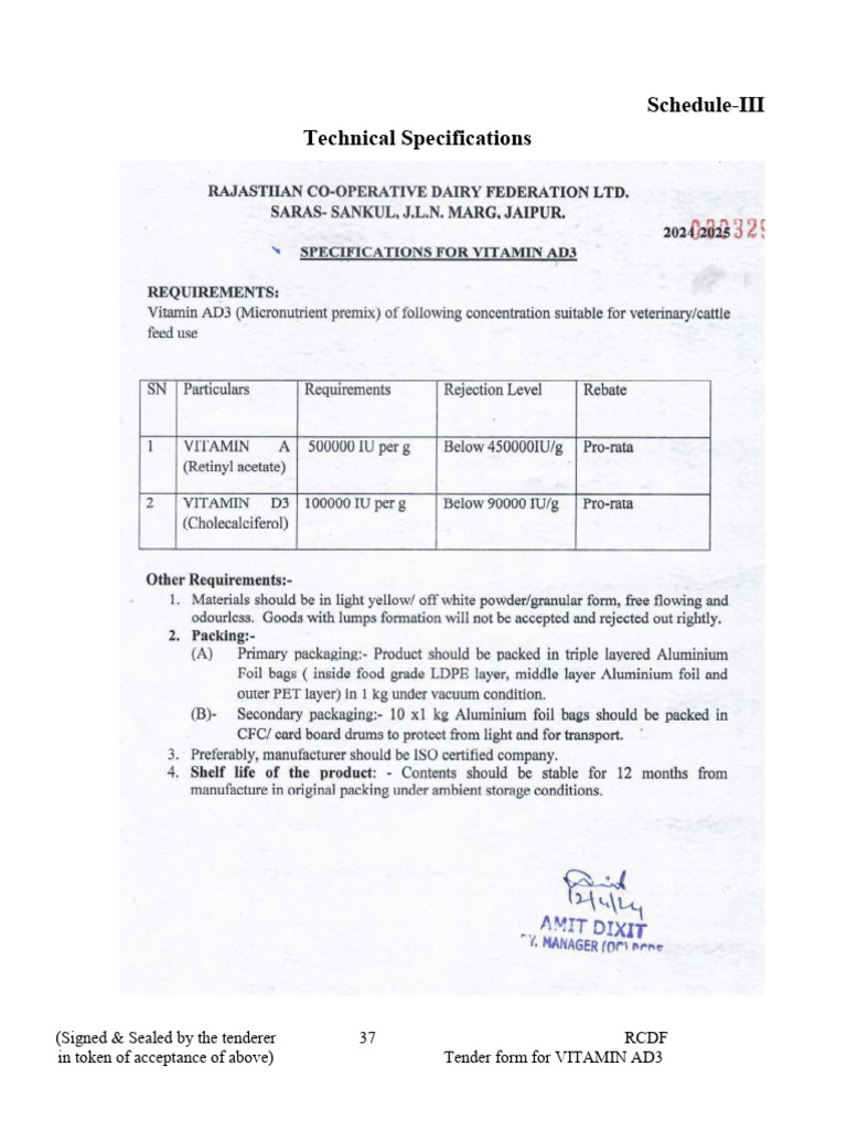 Vitamin AD3 Specs | PDF