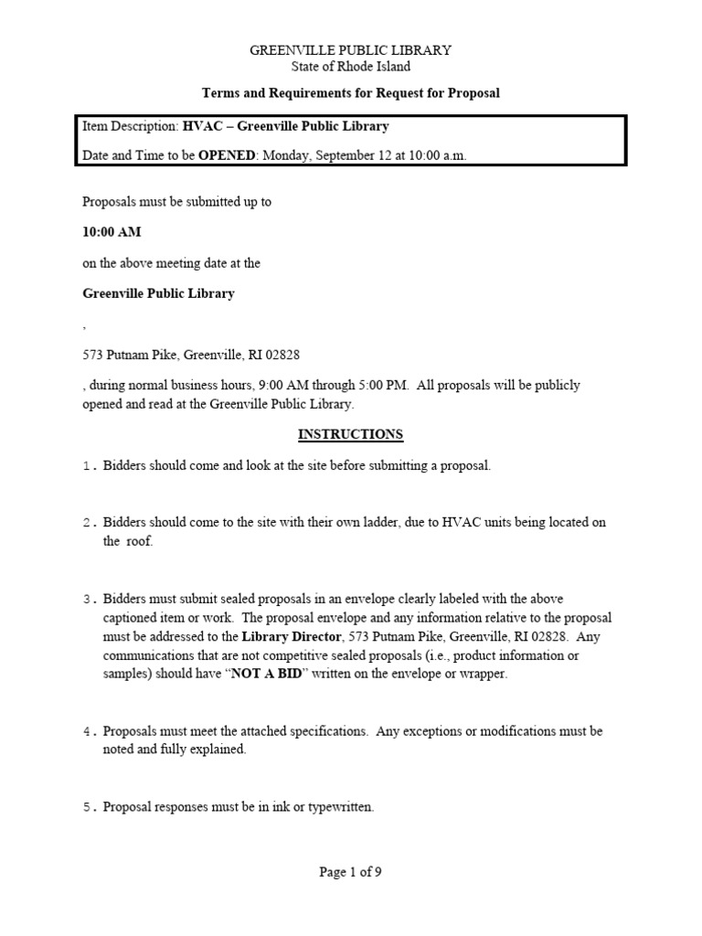 HVAC Proposal in PDF | PDF | Duct (Flow) | Request For Proposal