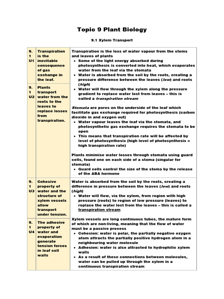 Topic 9 Plant Biology | PDF | Auxin | Flowers