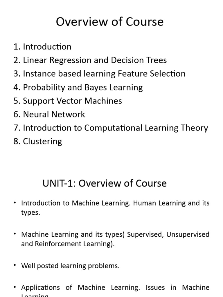 Machine Learning Unit-1.1 | PDF | Machine Learning | Artificial ...