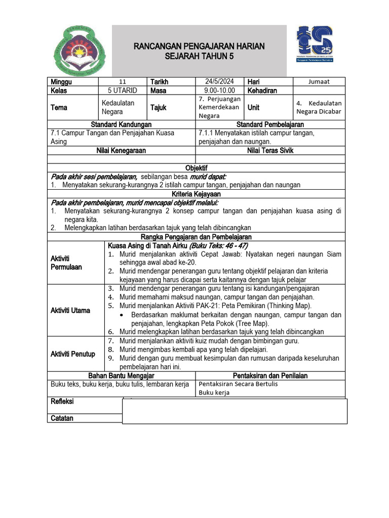 4.RPH SEJ MINGGU 12 - 13 Kedaulatan Negara Dicabar | PDF