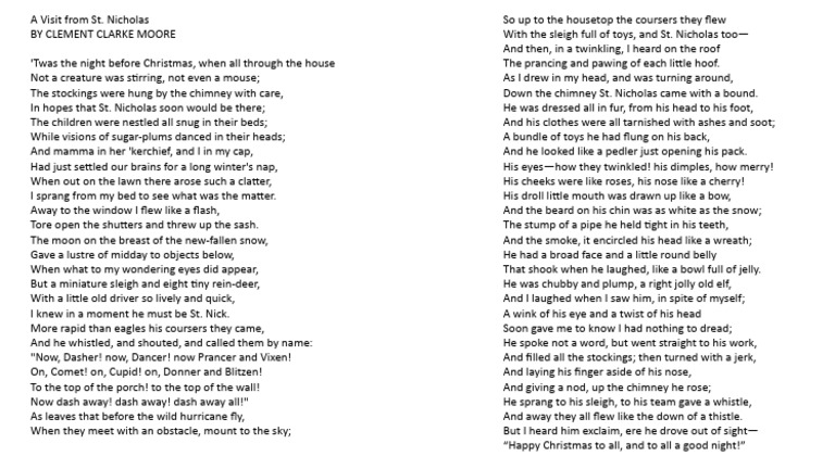 a visit from st nicholas poem | Download Free PDF | Santa Claus's ...