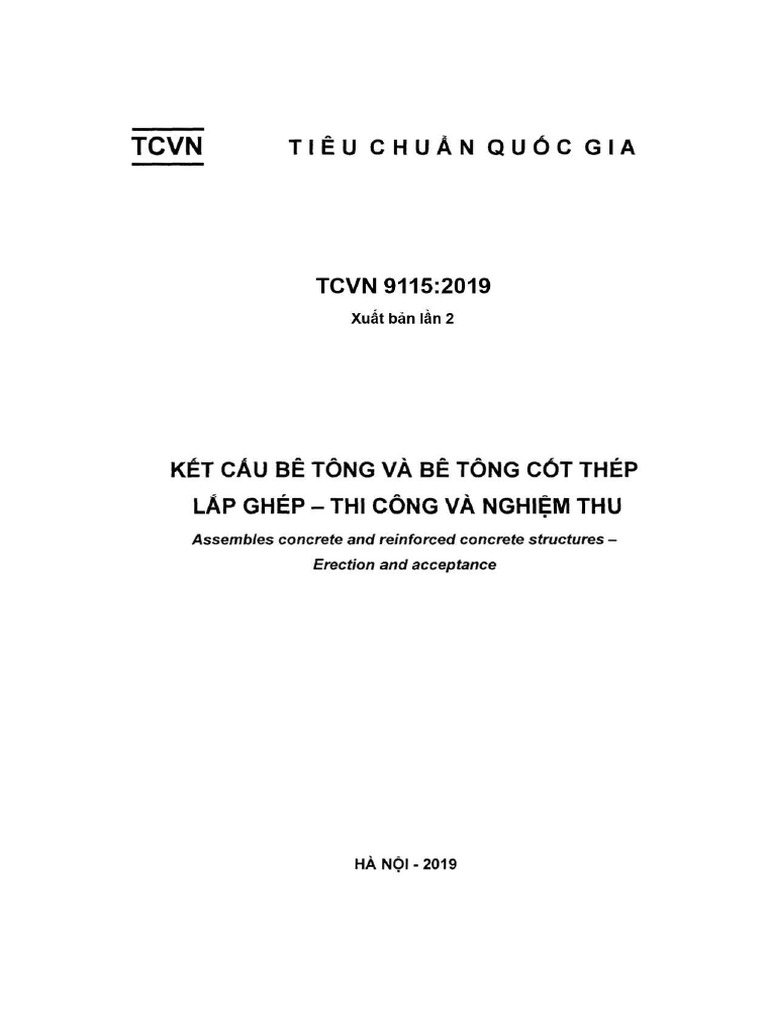TCVN 9115 2019 Ket Cau Be Tong Va Be Tong Cot Thep Lap Ghep Thi Cong Nghiem Thu | PDF