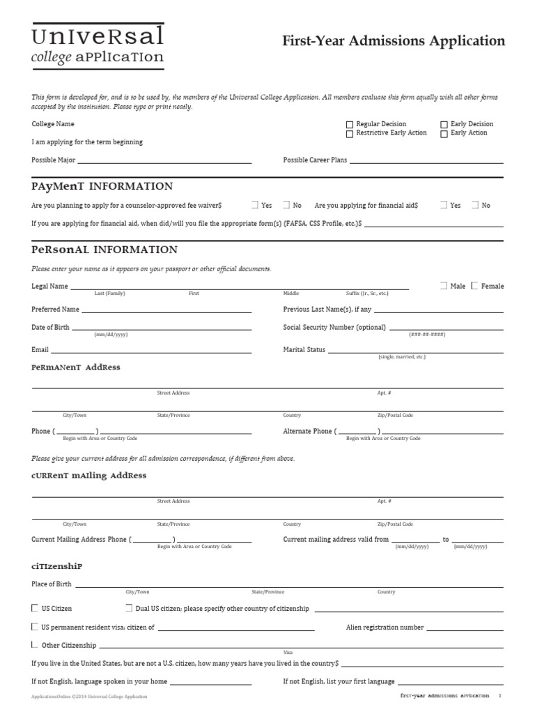 First Year Application Form | PDF | Race And Ethnicity In The United ...
