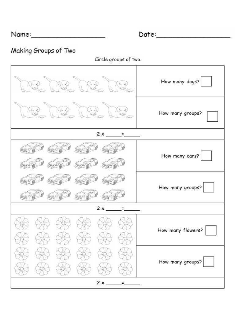 Groups of 2 Worksheet Recap | PDF