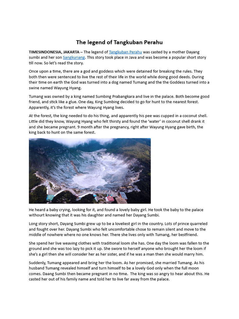 The Legend of Tangkuban Perahu | PDF