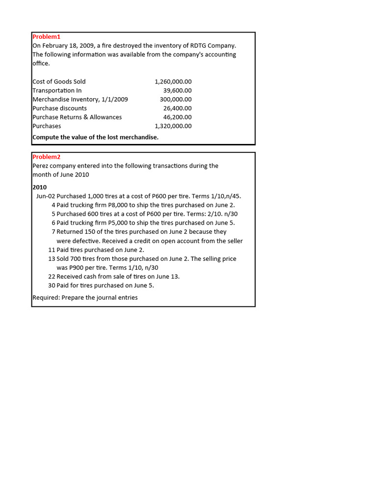 Practice Set | PDF | Cost Of Goods Sold | Accounts Payable