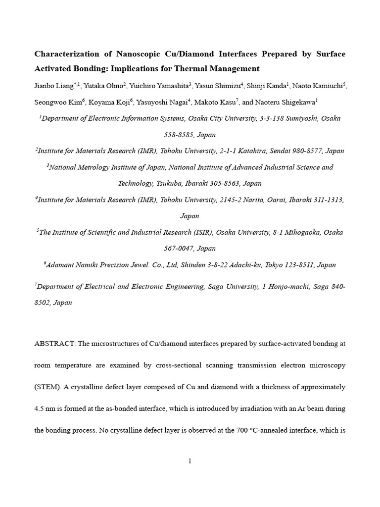 OHNO Yutaka 2020tour01 827 | PDF | Thin Film | Diamond