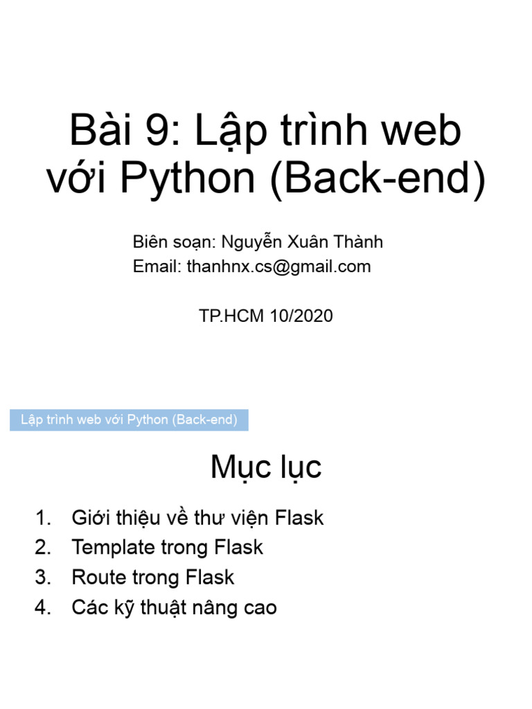 Bai9 10 Lap Trinh Web Backend Co Ban Va Nang Cao | PDF