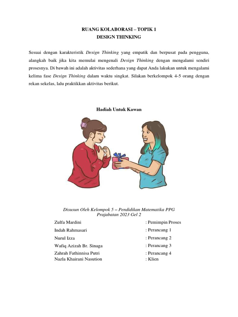 Ruang Kolaborasi 1 - Kel 2 - Design Thinking | PDF