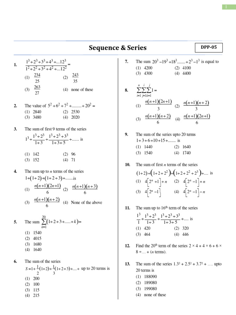Sequence & Series - DPP 05 | PDF