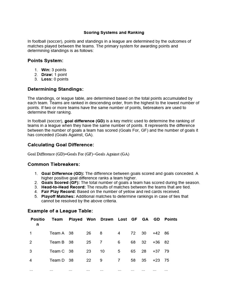 Scoring Systems and Ranking | PDF | Sports Competitions | Sports Rules ...