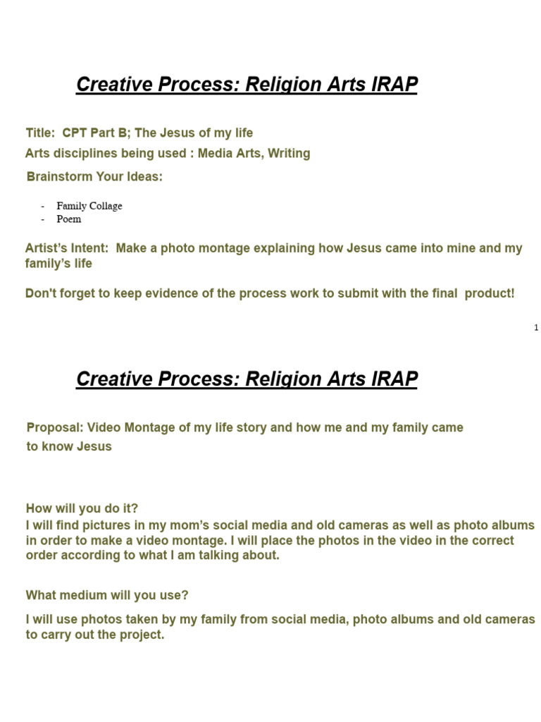 Creative Process Handout | PDF